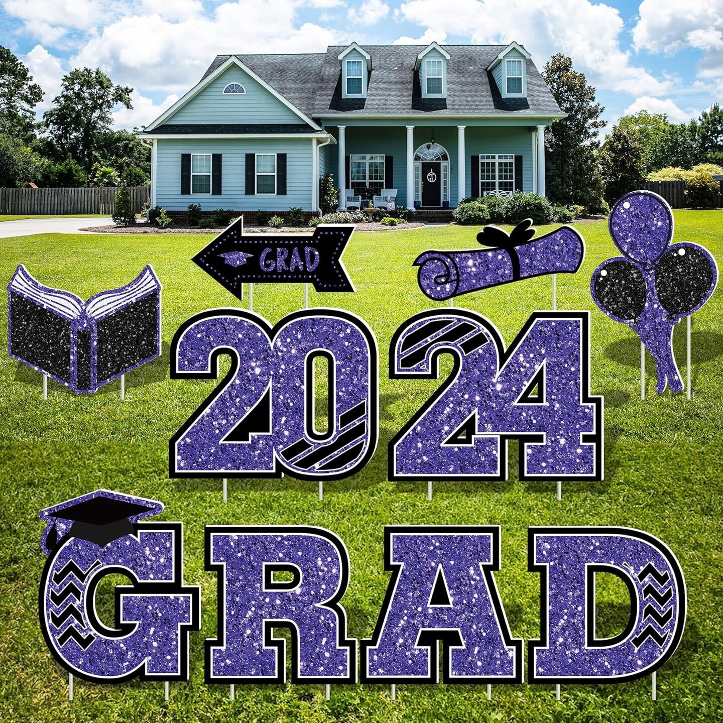 10 PCS 2024 Graduation Decorations, Large Congrats Grad 2024 Yard Signs ...