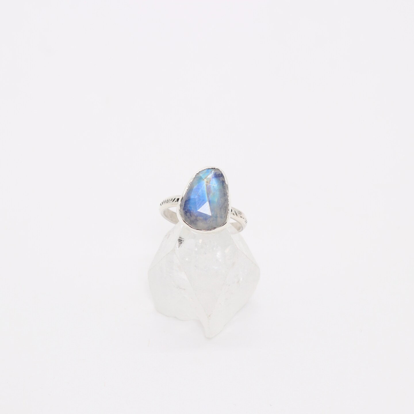 Boho Moonstone Ring, Natural Stone Statement Jewelry in Sterling Silver ...