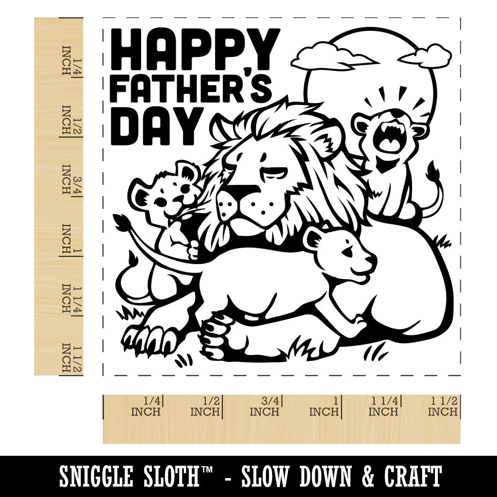 Happy Father's Day Dad with Lion and Cubs Self-Inking Rubber Stamp Ink ...