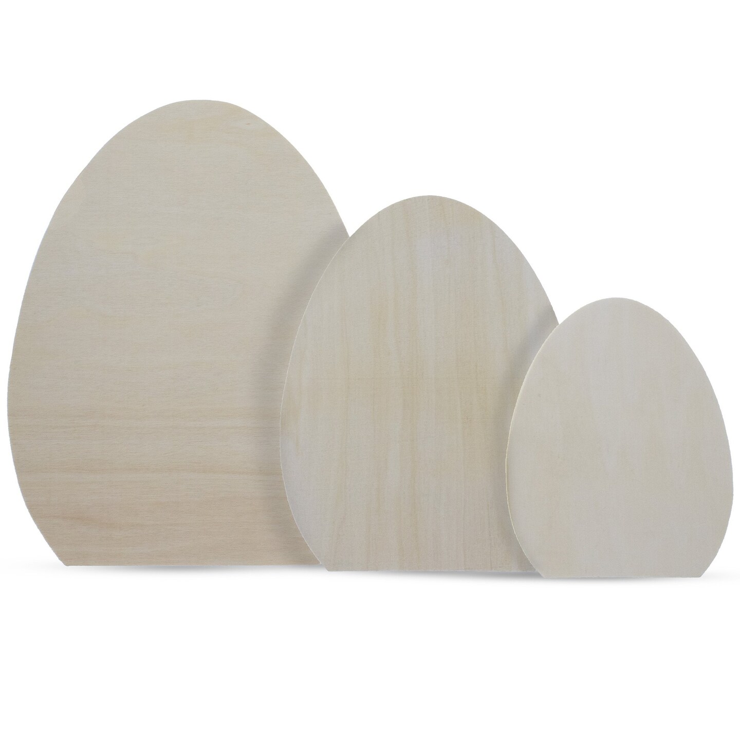 Set of 3 Unfinished Unpainted Wooden Easter Egg Shapes Cutouts DIY ...