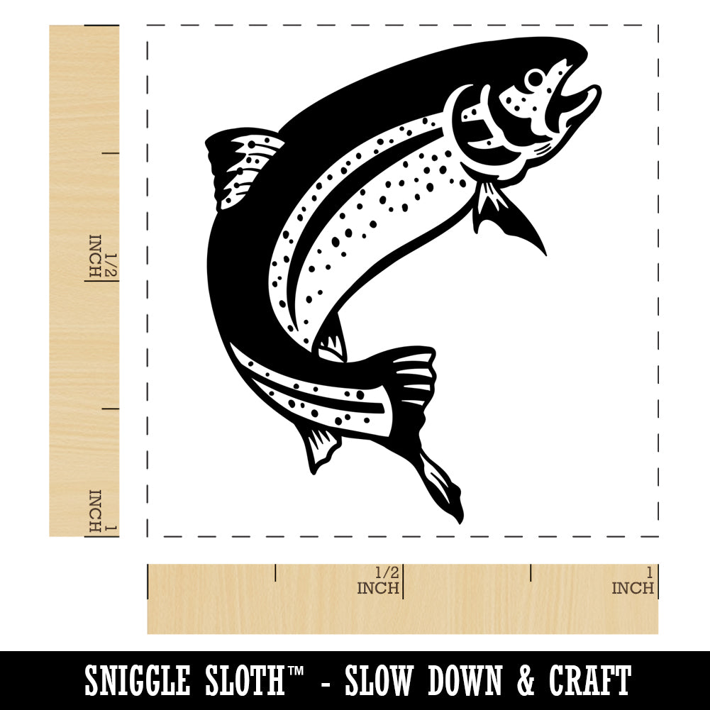 Jumping Rainbow Trout Fish Self-Inking Rubber Stamp Ink Stamper | Michaels