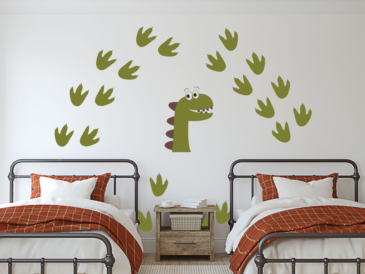 Dinosaur Wall Decal Set, Dino Track Decals, Kid's Dinosaur Themed ...