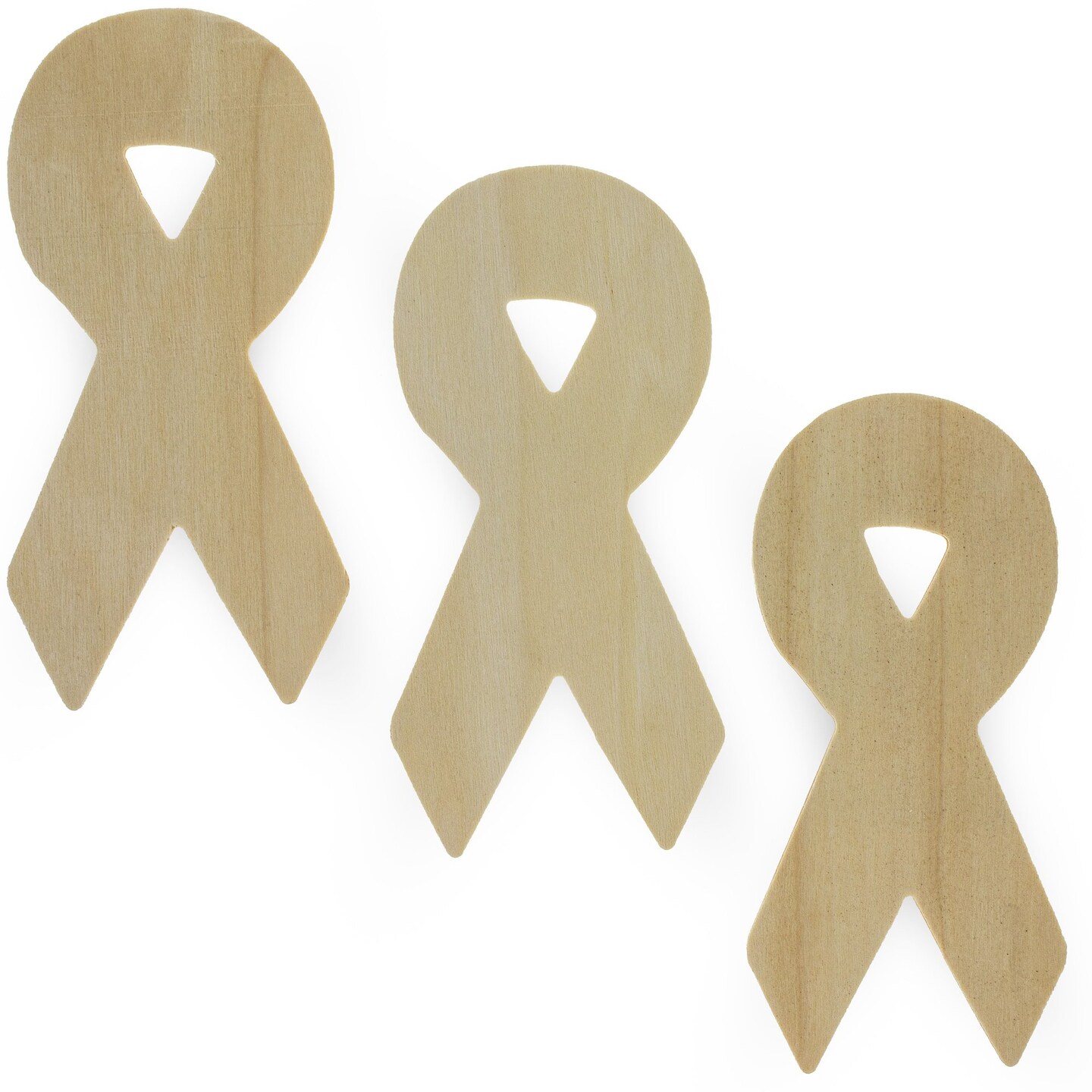 3 Unfinished Wooden Awareness Ribbon Shapes Cutouts DIY Crafts 5.8 ...