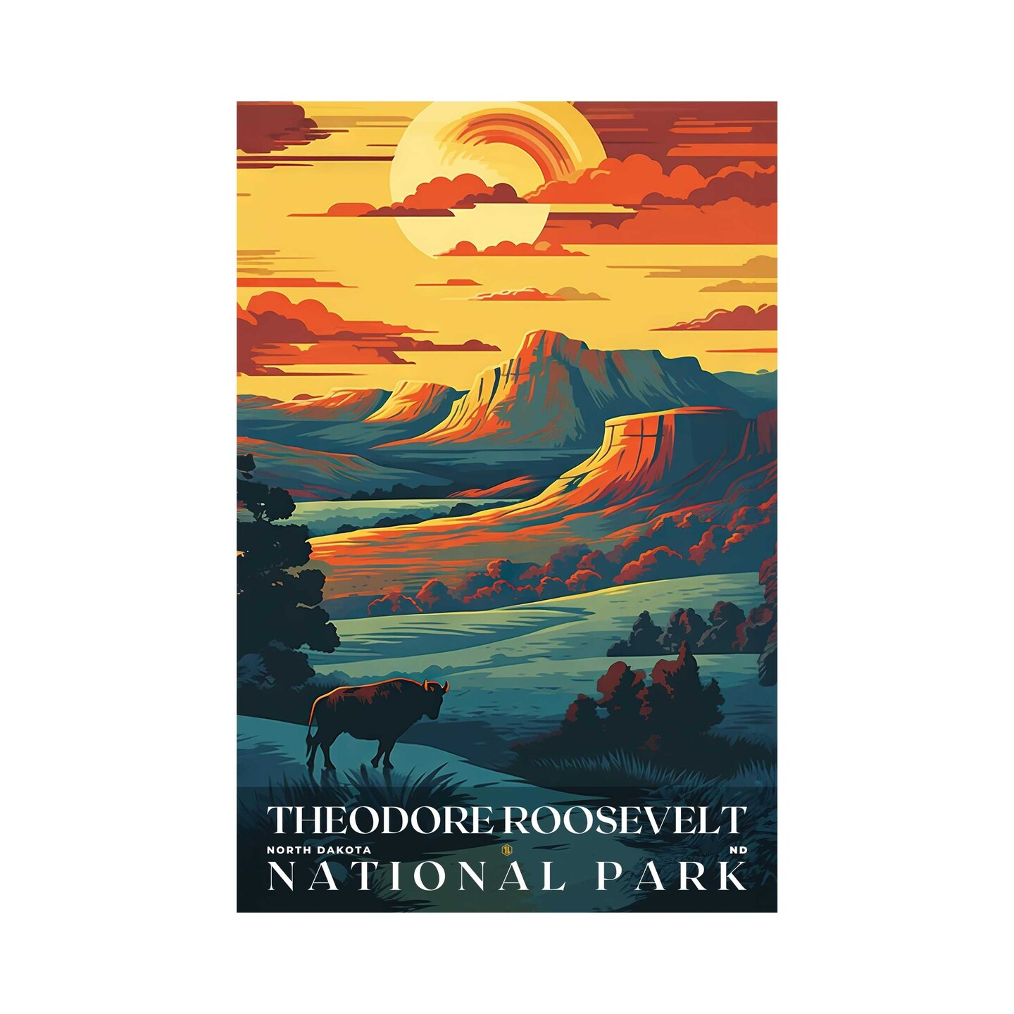 Theodore Roosevelt National Park Poster, Travel Art, Office Poster ...