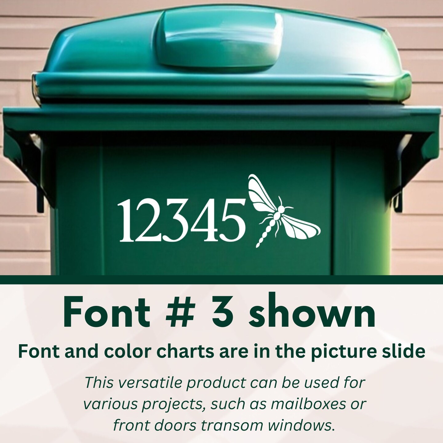 Garbage can decal, Dragonfly trash can sticker, Garbage Bin Labels ...