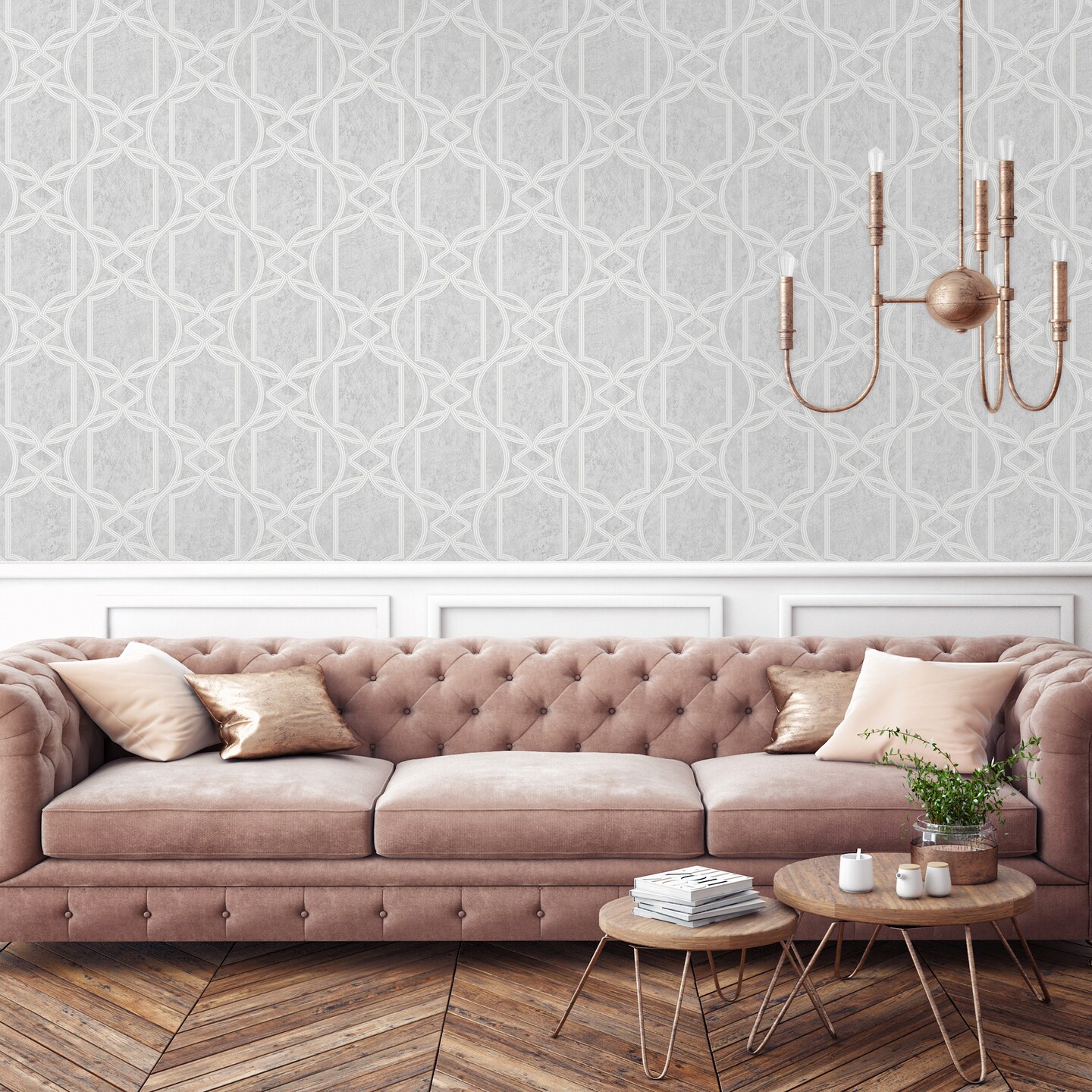 Deco Geo Soft Grey Wallpaper | Michaels