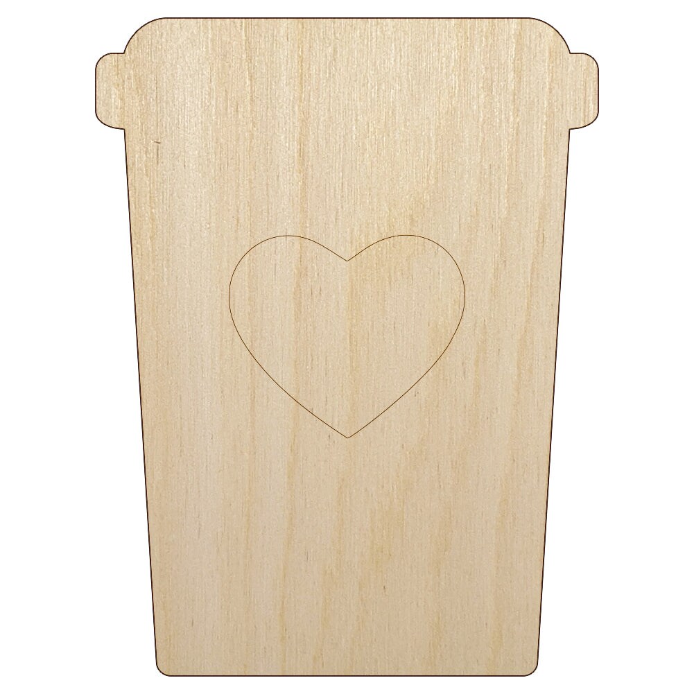 Coffee Cup Carafe with Heart Unfinished Wood Shape Piece Cutout for DIY ...