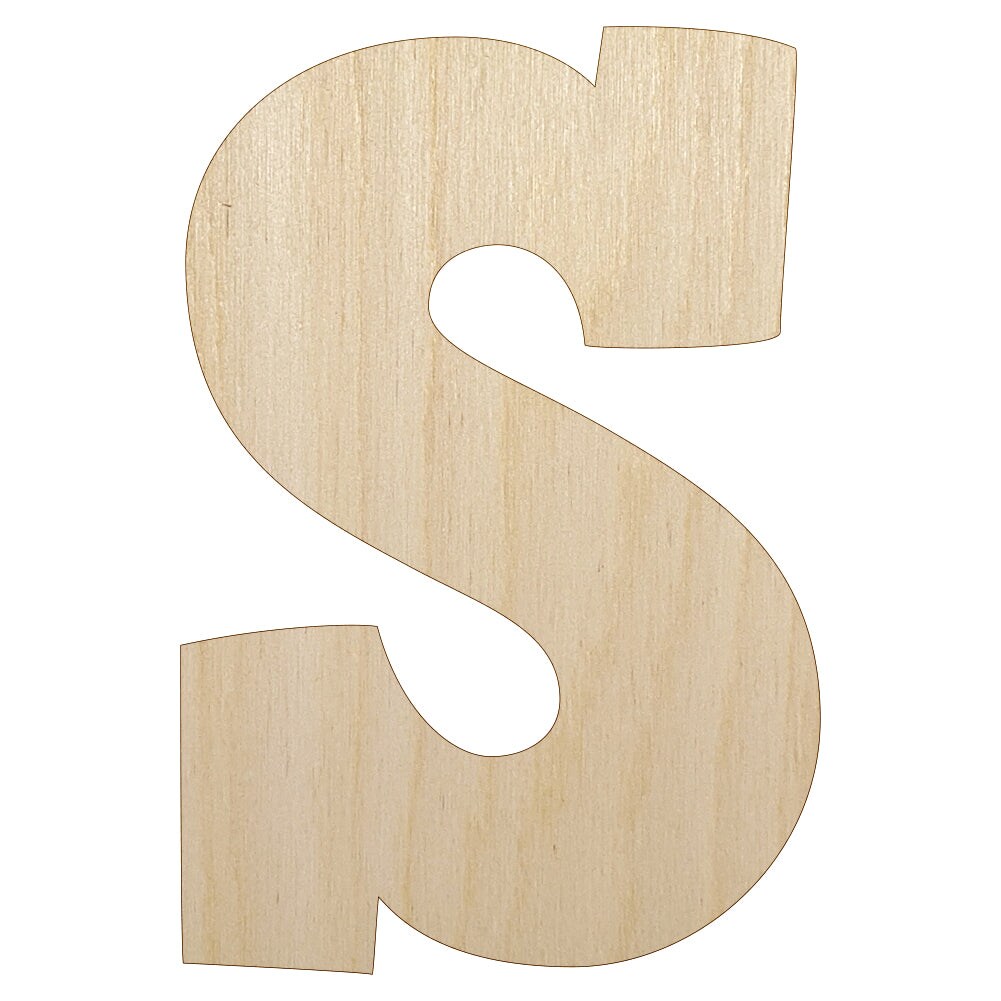 Letter S Uppercase Fun Bold Font Unfinished Wood Shape Piece Cutout for ...