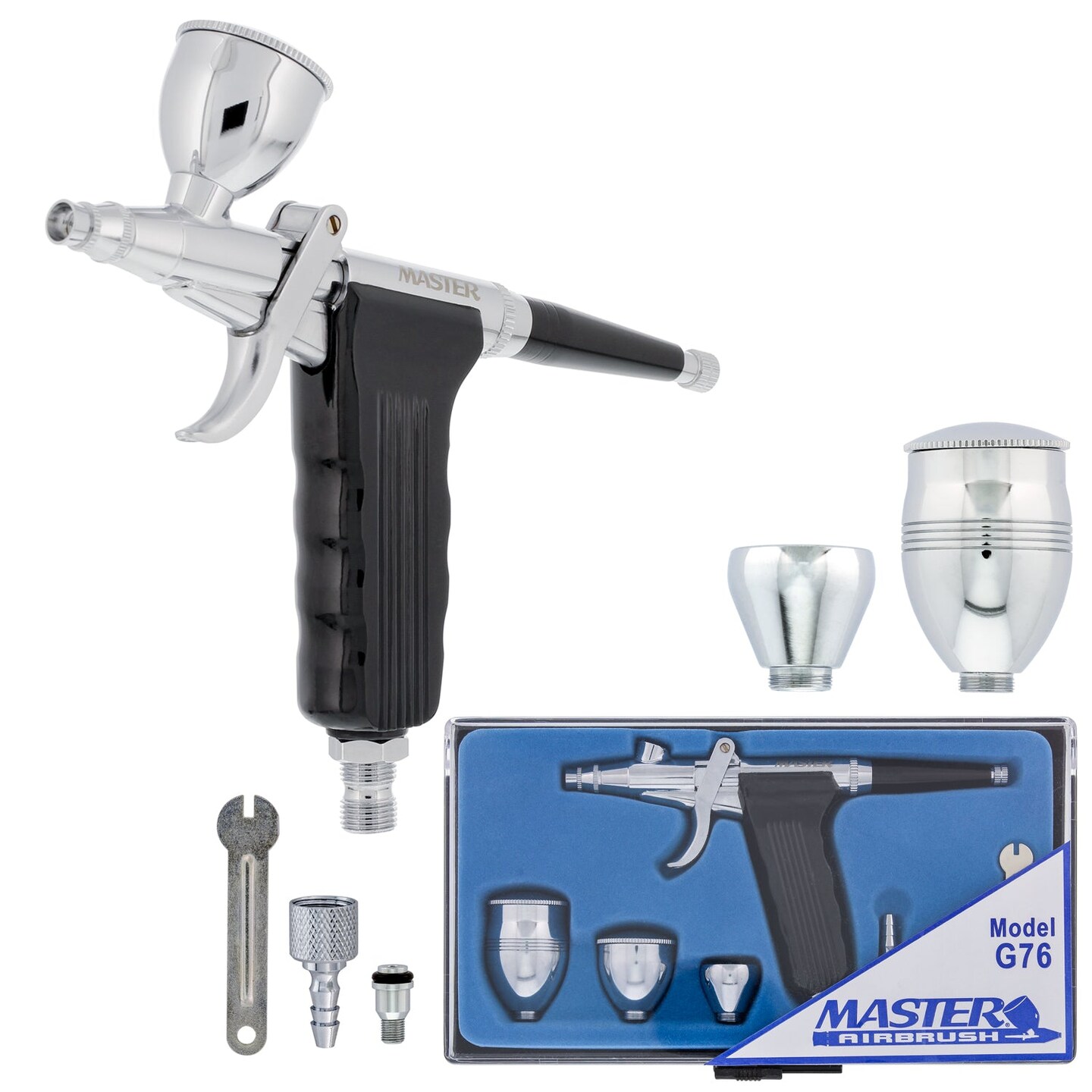 Master Performance G76 Pistol Trigger Gravity Feed Airbrush, Spray Gun Fan Air Cap Head, 0.3mm ...