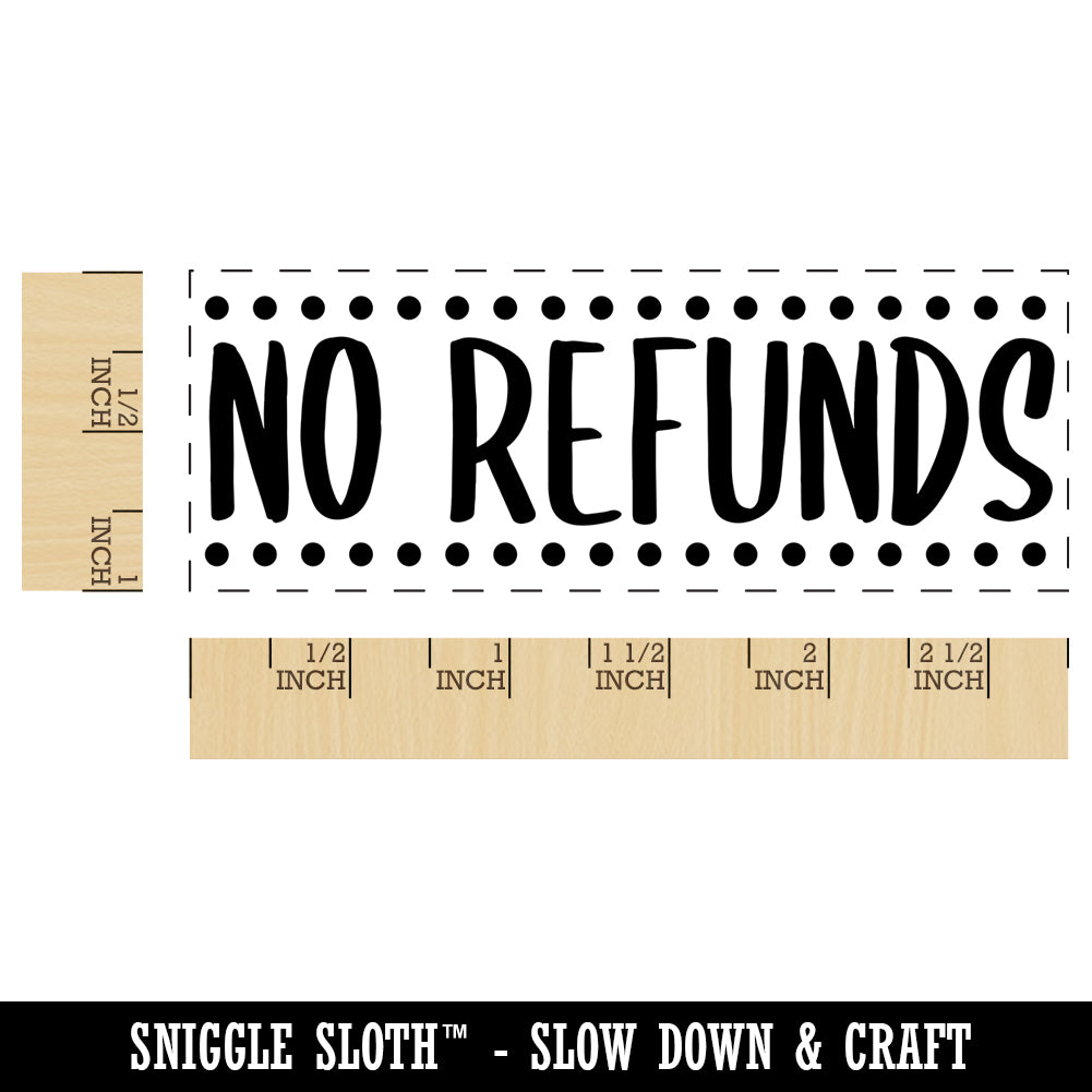 No Refunds Dotted Border Self-Inking Rubber Stamp Ink Stamper for ...