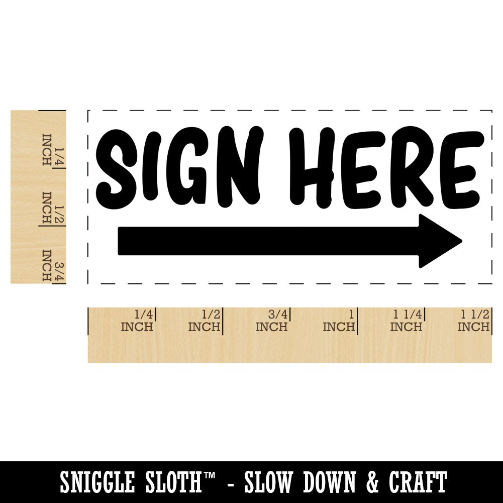 Sign Here Bold Arrow Self-Inking Rubber Stamp Ink Stamper for Business ...