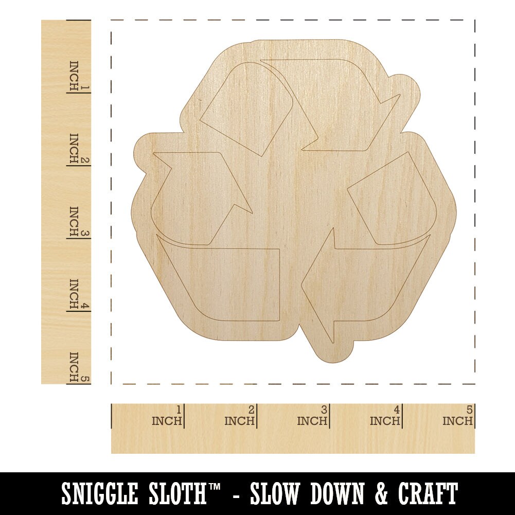 Recycle Symbol Solid Unfinished Wood Shape Piece Cutout for DIY Craft ...