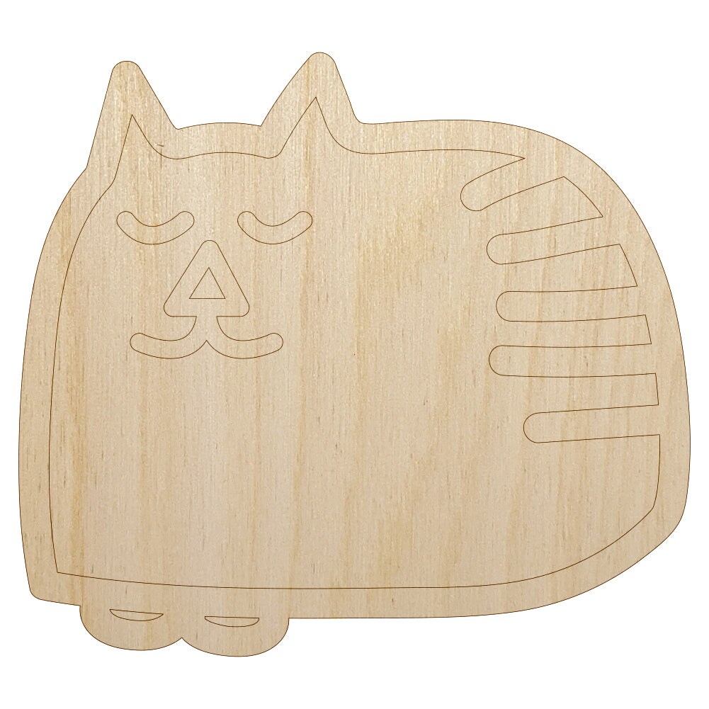 Cat Sleeping Doodle Unfinished Wood Shape Piece Cutout for DIY Craft ...