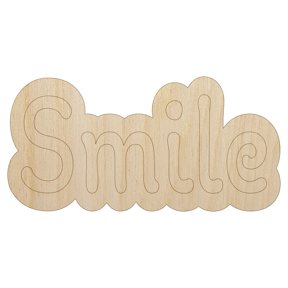 Smile Fun Text Unfinished Wood Shape Piece Cutout for DIY Craft ...