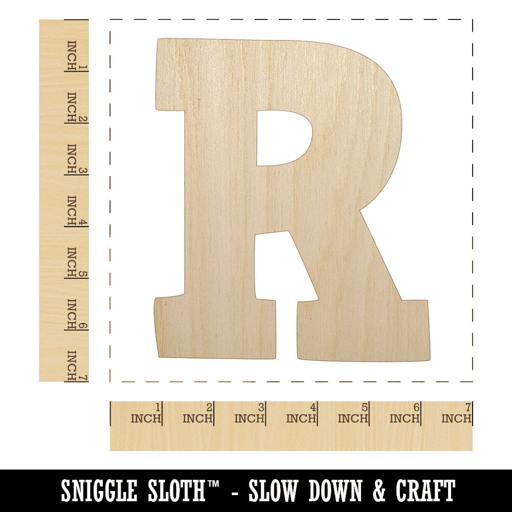 Letter R Uppercase Fun Bold Font Unfinished Wood Shape Piece Cutout for ...