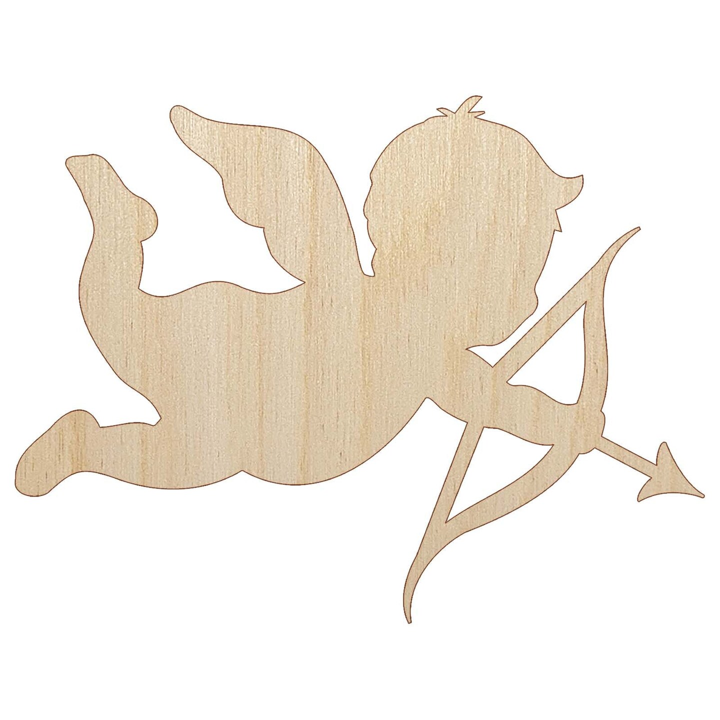 Cupid with Arrow Hearts Valentine's Day Silhouette Unfinished Wood ...