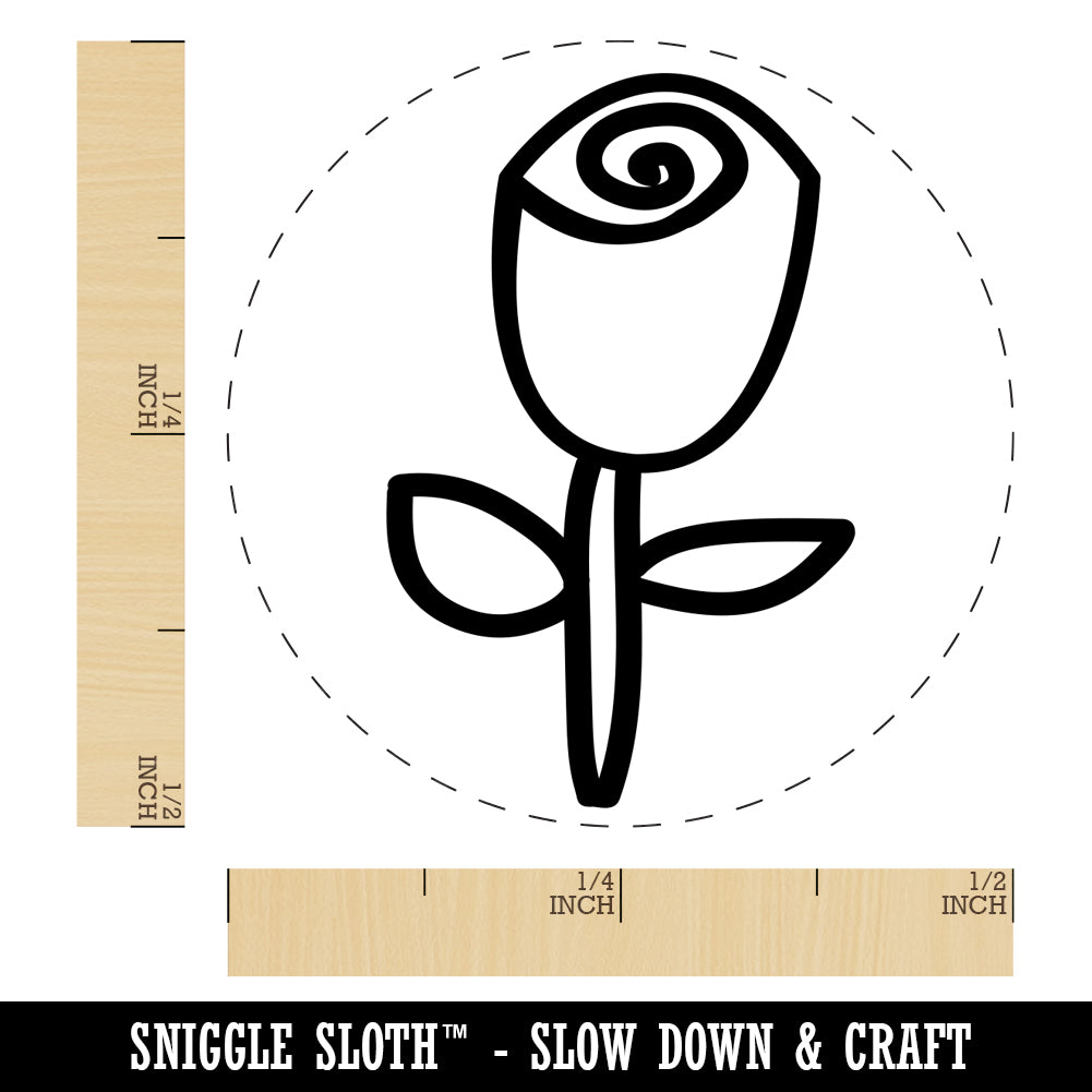 Rose Stem Flower Doodle Self-Inking Rubber Stamp for Stamping Crafting ...