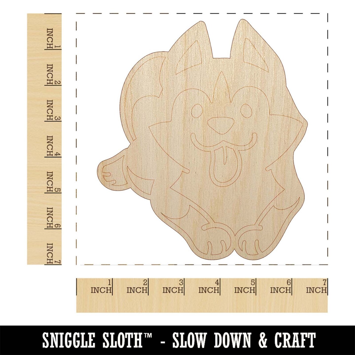 Siberian Husky Laying Down Dog Unfinished Wood Shape Piece Cutout for ...