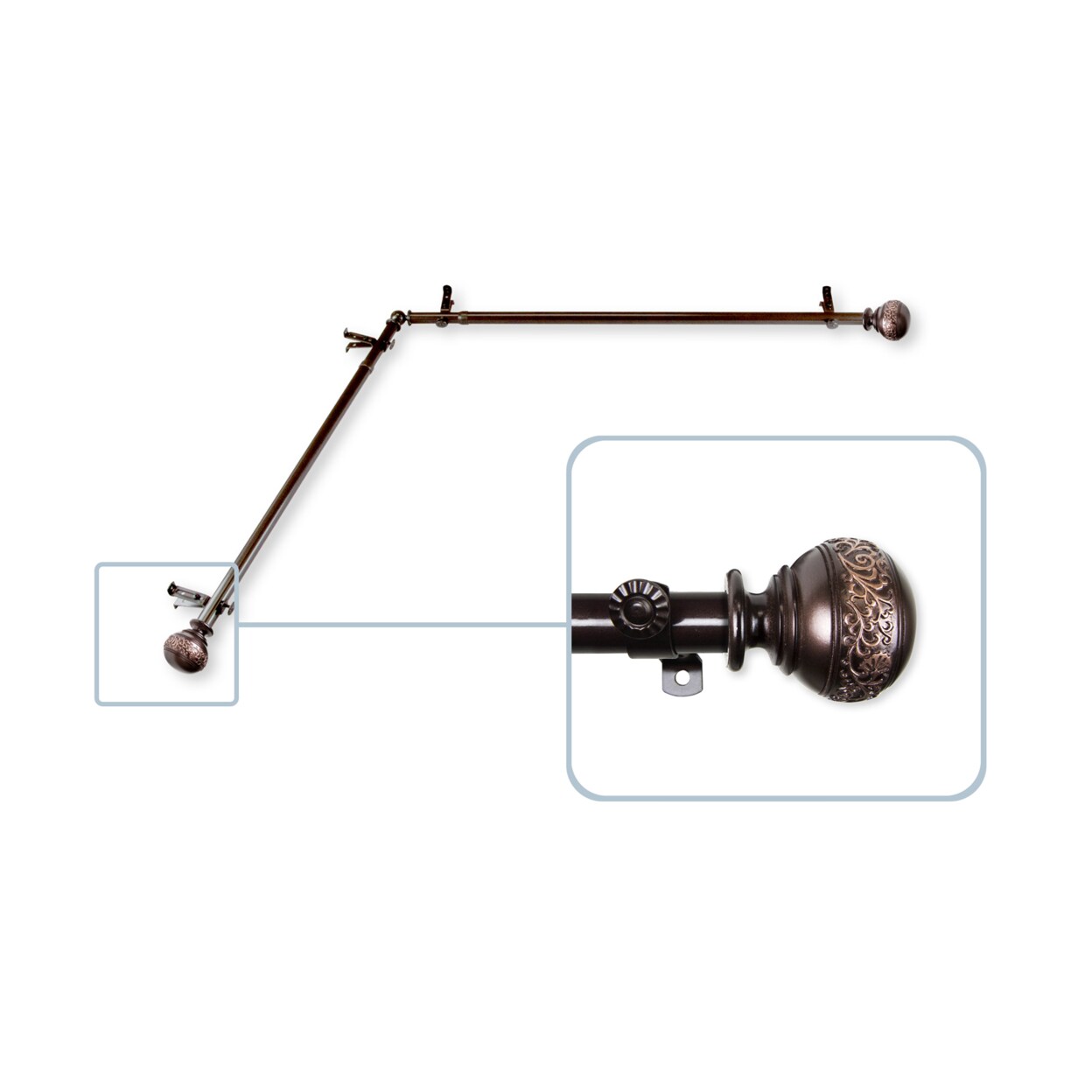 Hermosa Home Camille 13 by 16" Corner Window Curtain Rod - Cocoa | Michaels