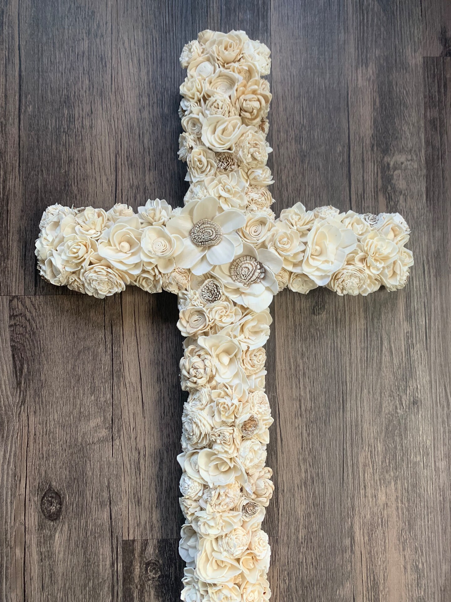 Sola Wood Flower Cross Wreath, Baptism, Wedding, Nursery Cross, Elegant ...