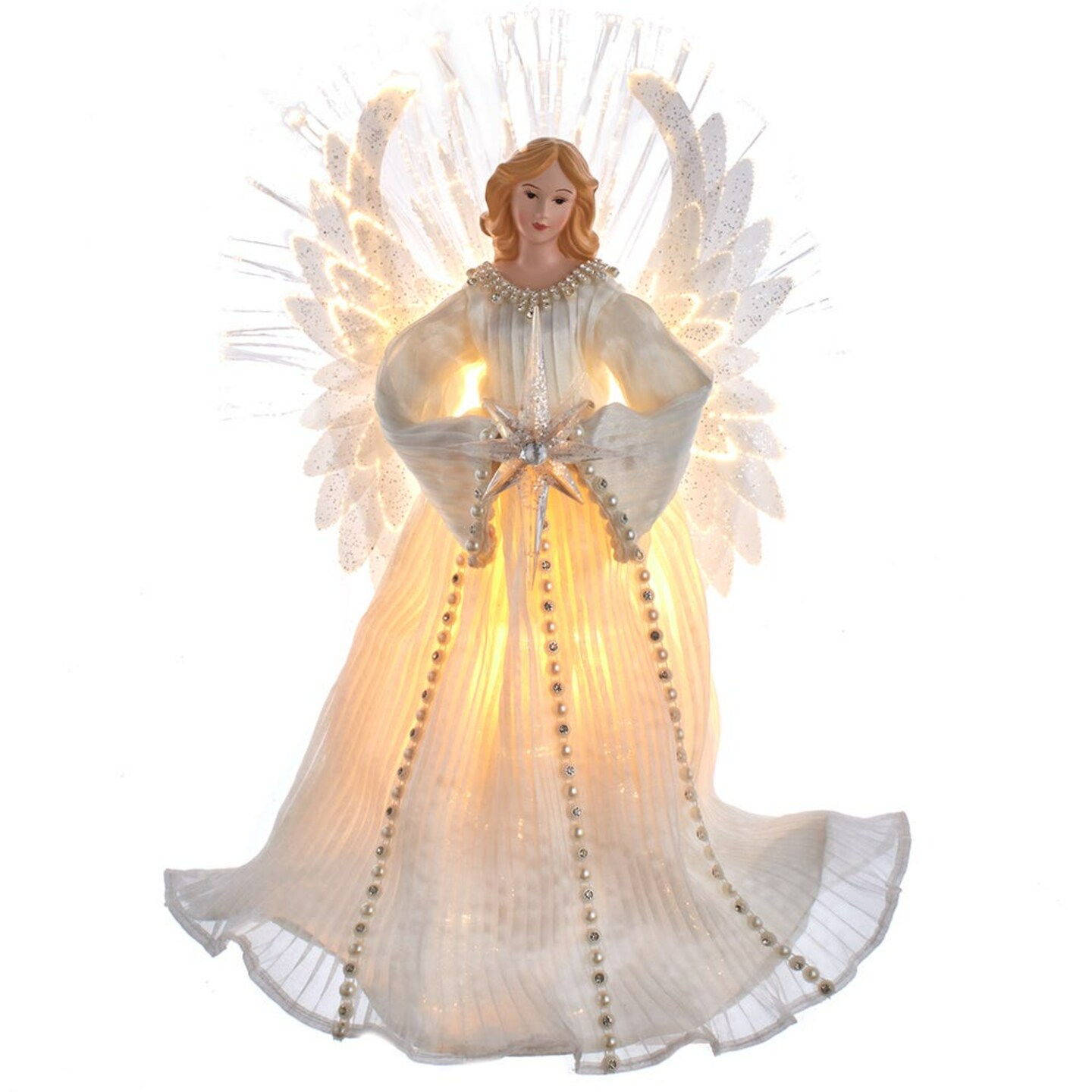 Ksa 16 Pre Lit Led Fiber Optic Angel Christmas Tree Topper Michaels