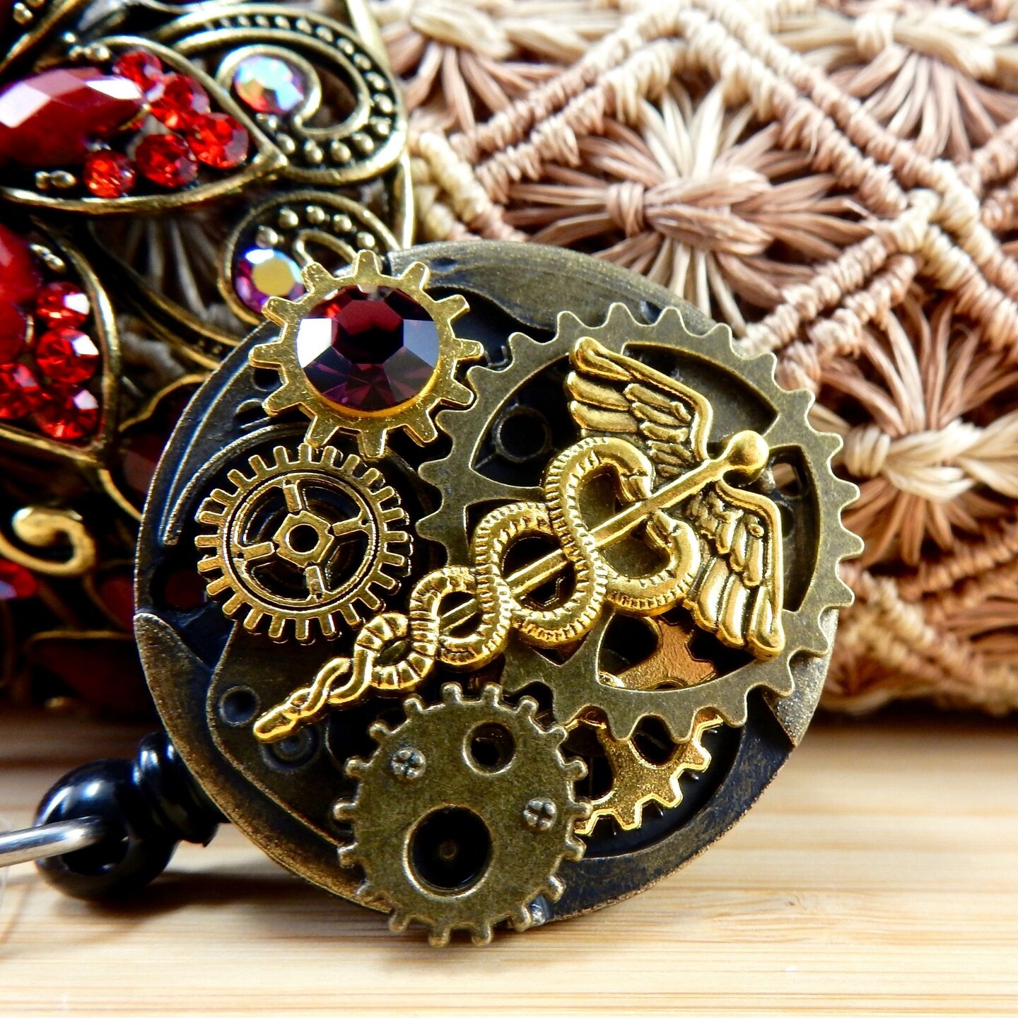 Steampunk Medical Badge Clip, Caduceus Badge Reel, Unique Steampunk ...