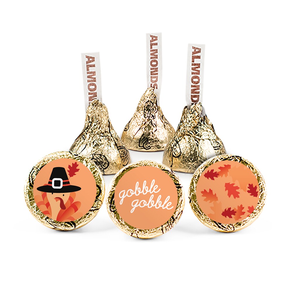 100 Pcs Fall Thanksgiving Candy Chocolate Hershey's Kisses with Almonds ...