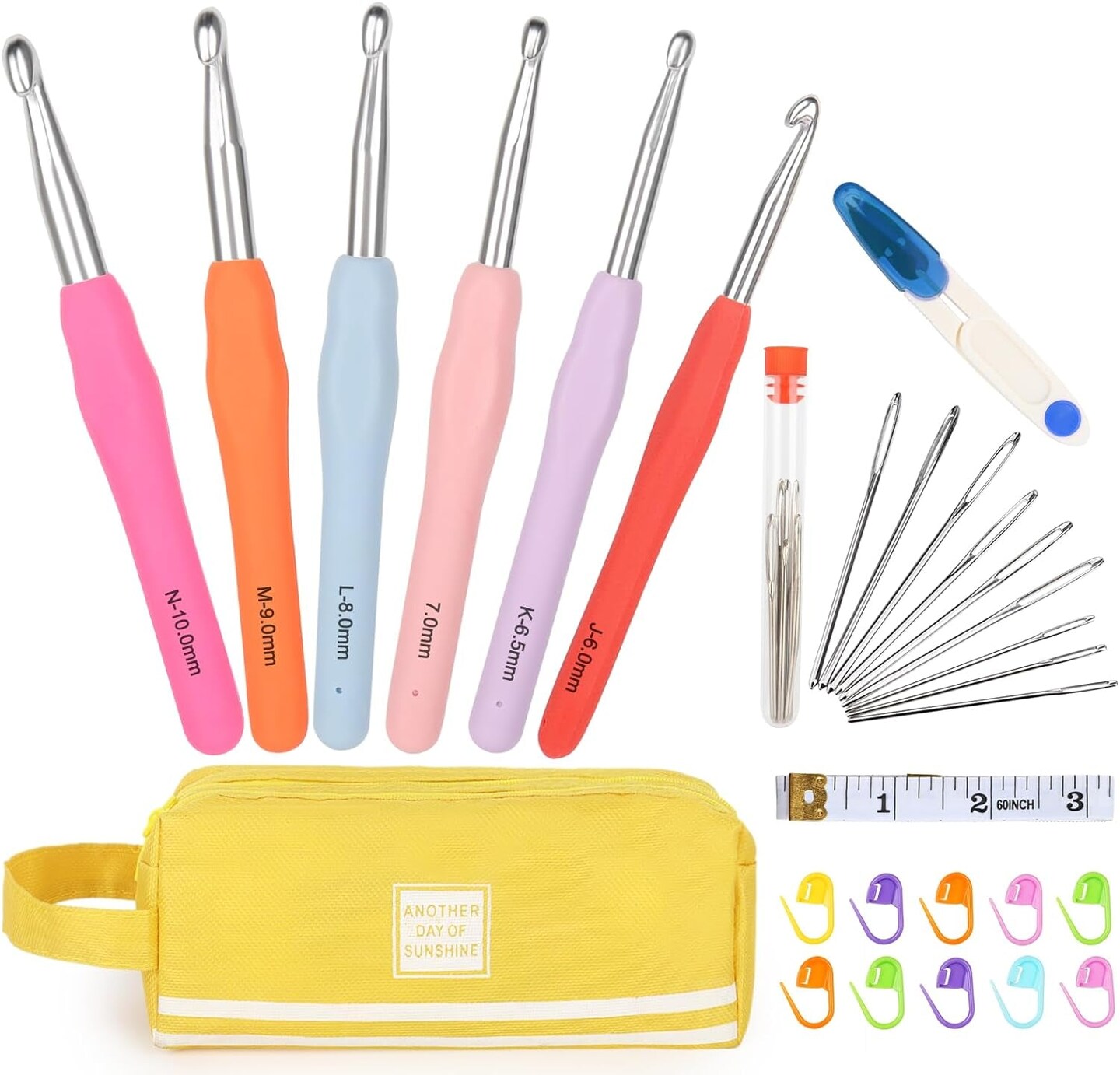 31Pcs Crochet Hook Set, Black Gold Crochet Hooks Ergonomic with Grips for Arthritic Hands ...