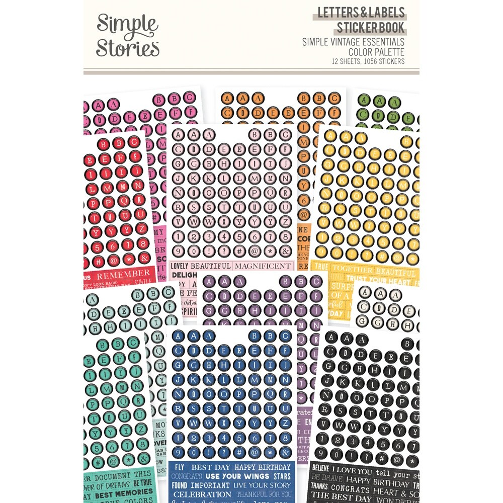 Simple Vintage Essentials Sticker Book 12/Sheets-Letters & Labels ...