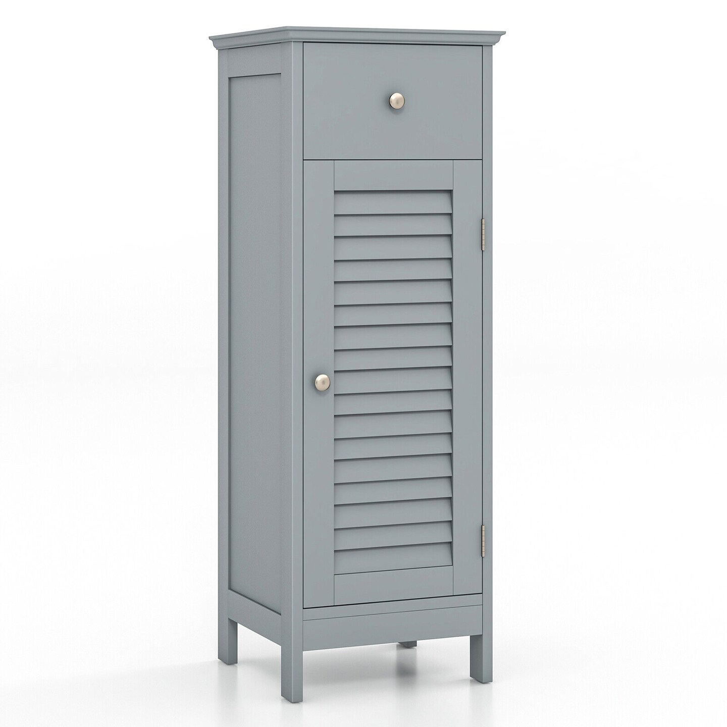 MDF Freestanding Bathroom Cabinet with Adjustable Shelf, Drawer and ...