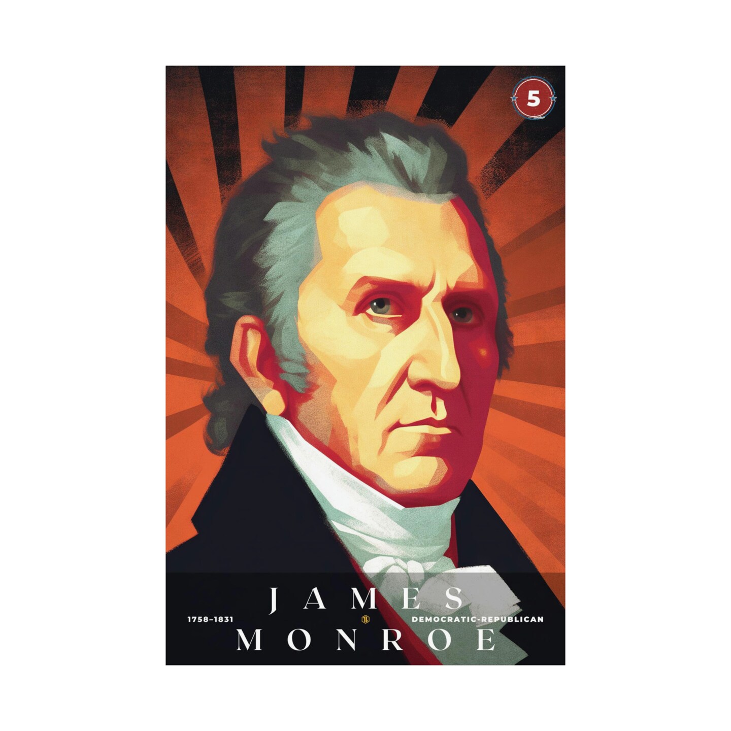 President James Monroe Poster, Office Poster, Home Decor, Unframed ...
