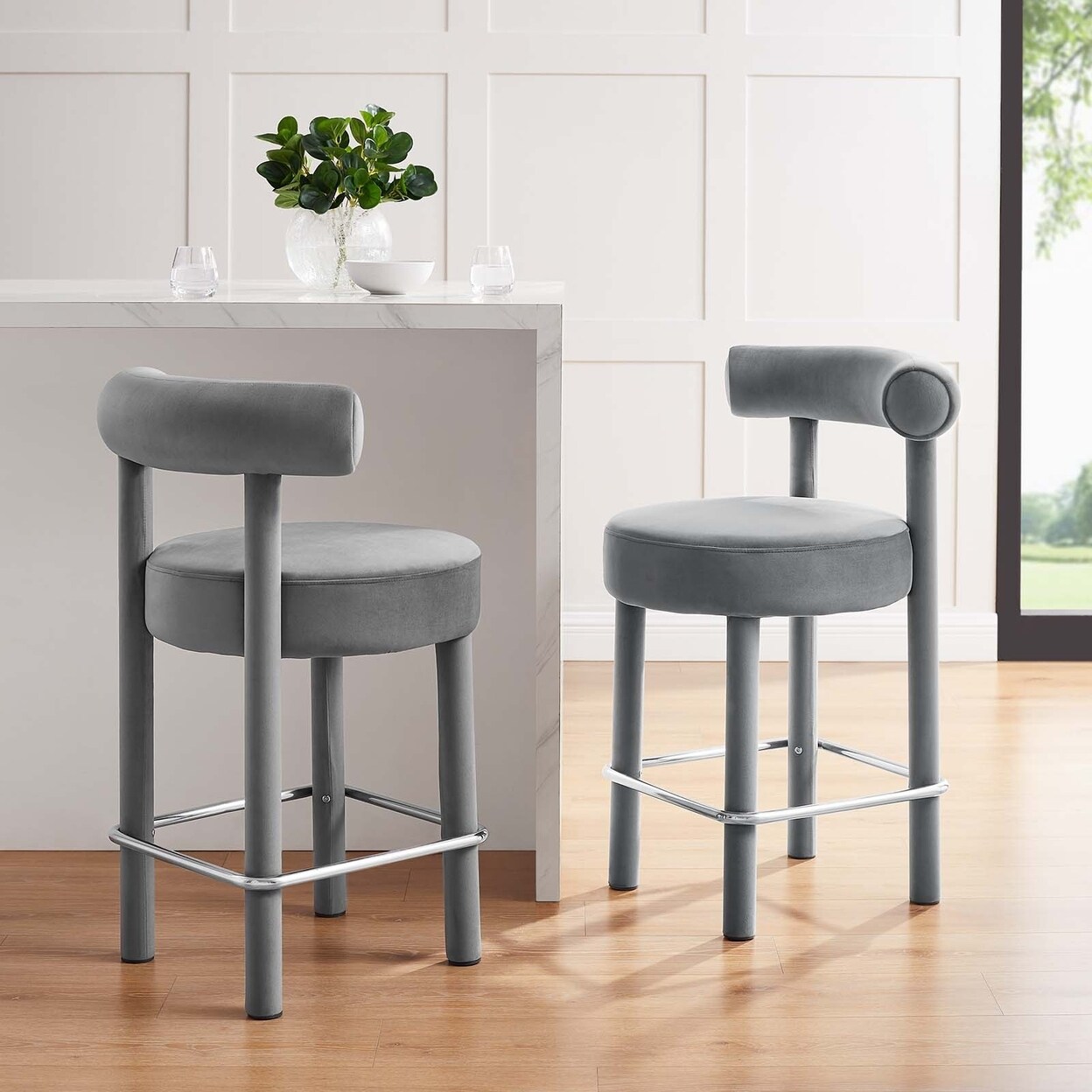 Modway Toulouse Performance Velvet Counter Stool - Set of 2 | Michaels