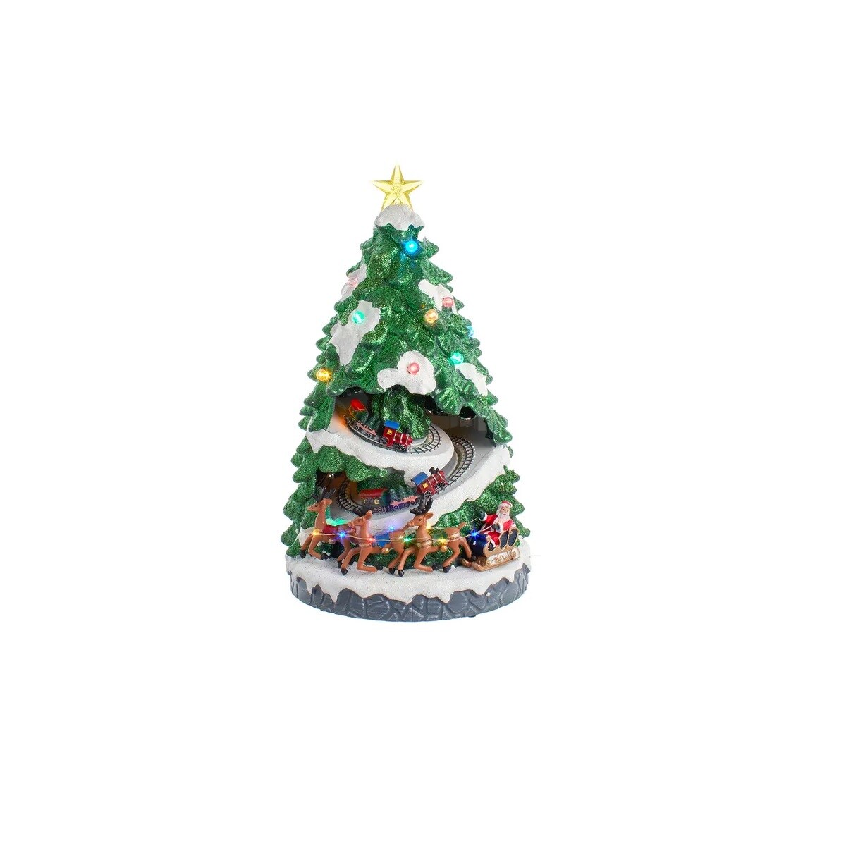 KSA 15.75" Musical Christmas Tree with Moving Train, Multicolor LED ...
