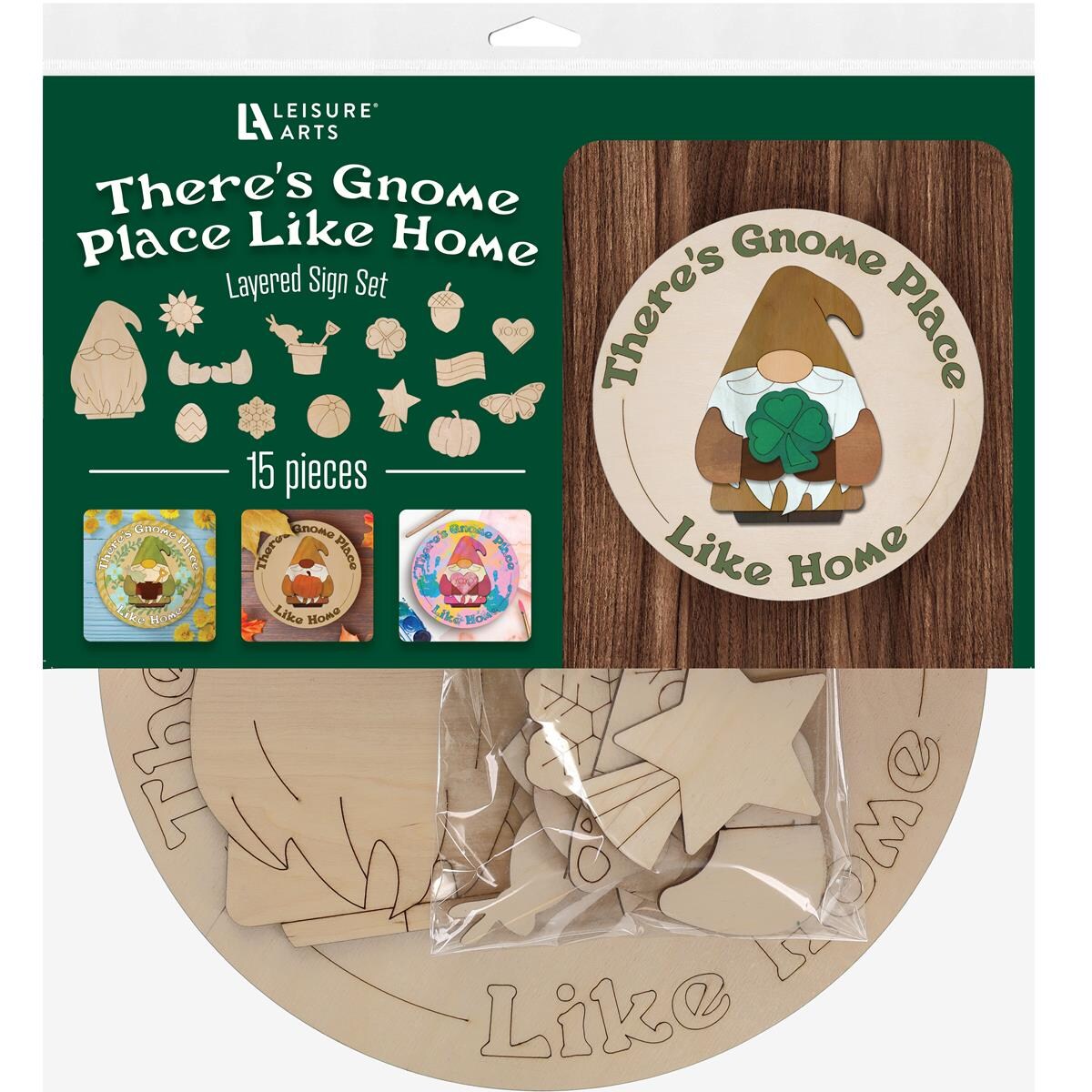 Leisure Arts Wood - Garden Layered Sign Set, Gnome Place Like Home ...