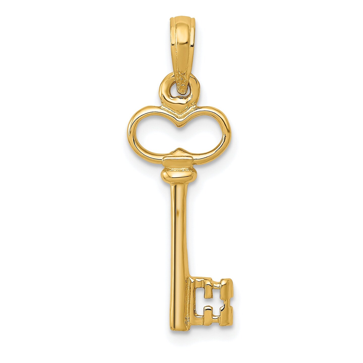 14K Gold 3D Heart Key Charm Key To My Heart Pendant Jewerly 26mm x 8mm ...