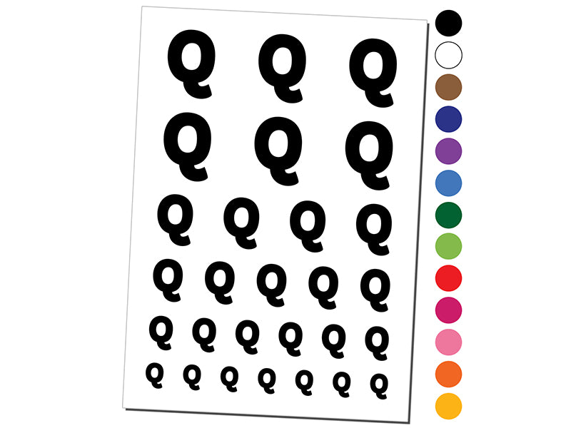 Letter Q Uppercase Fun Bold Font Temporary Tattoo Water Resistant Fake ...