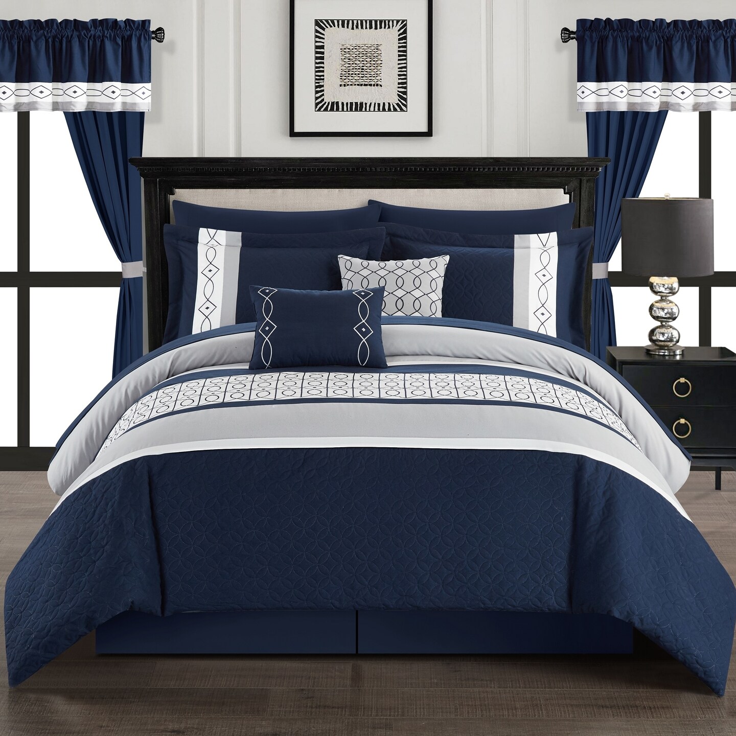 Chic Home Katrein 20 Piece Comforter Set Color Block Geometric ...