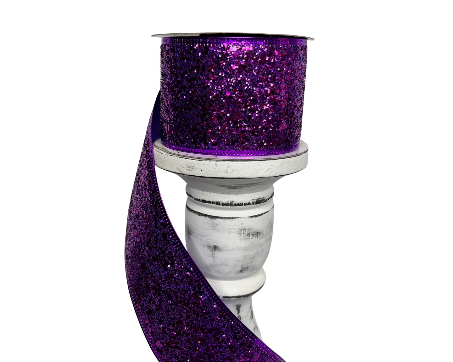 2.5"x10YD Purple Glitter Wired Halloween Ribbon - Sparkling Elegance ...