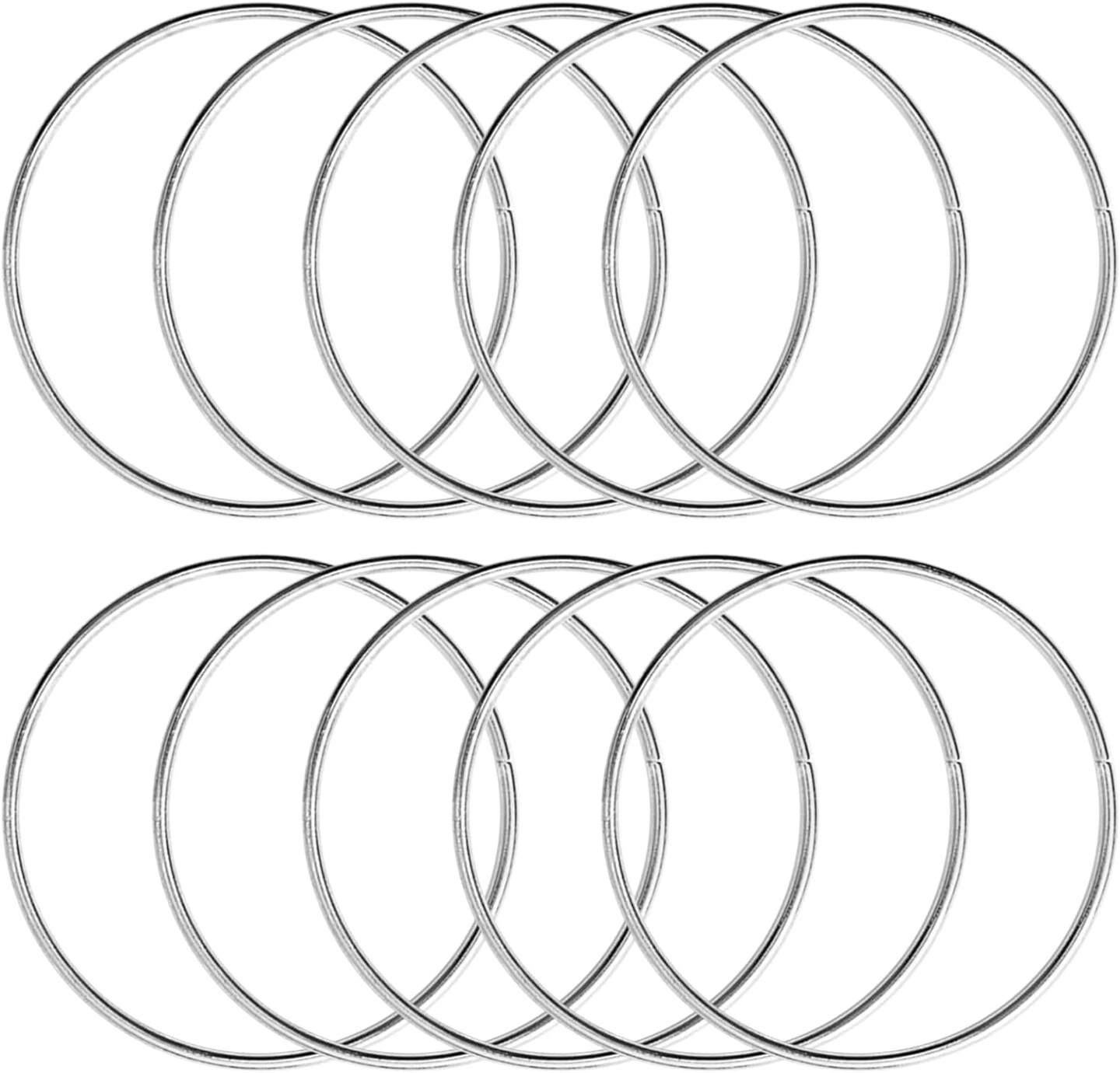 10 Pcs 6 Inch Metal Rings for Craft Silver Hoops Floral Macrame Hoops ...
