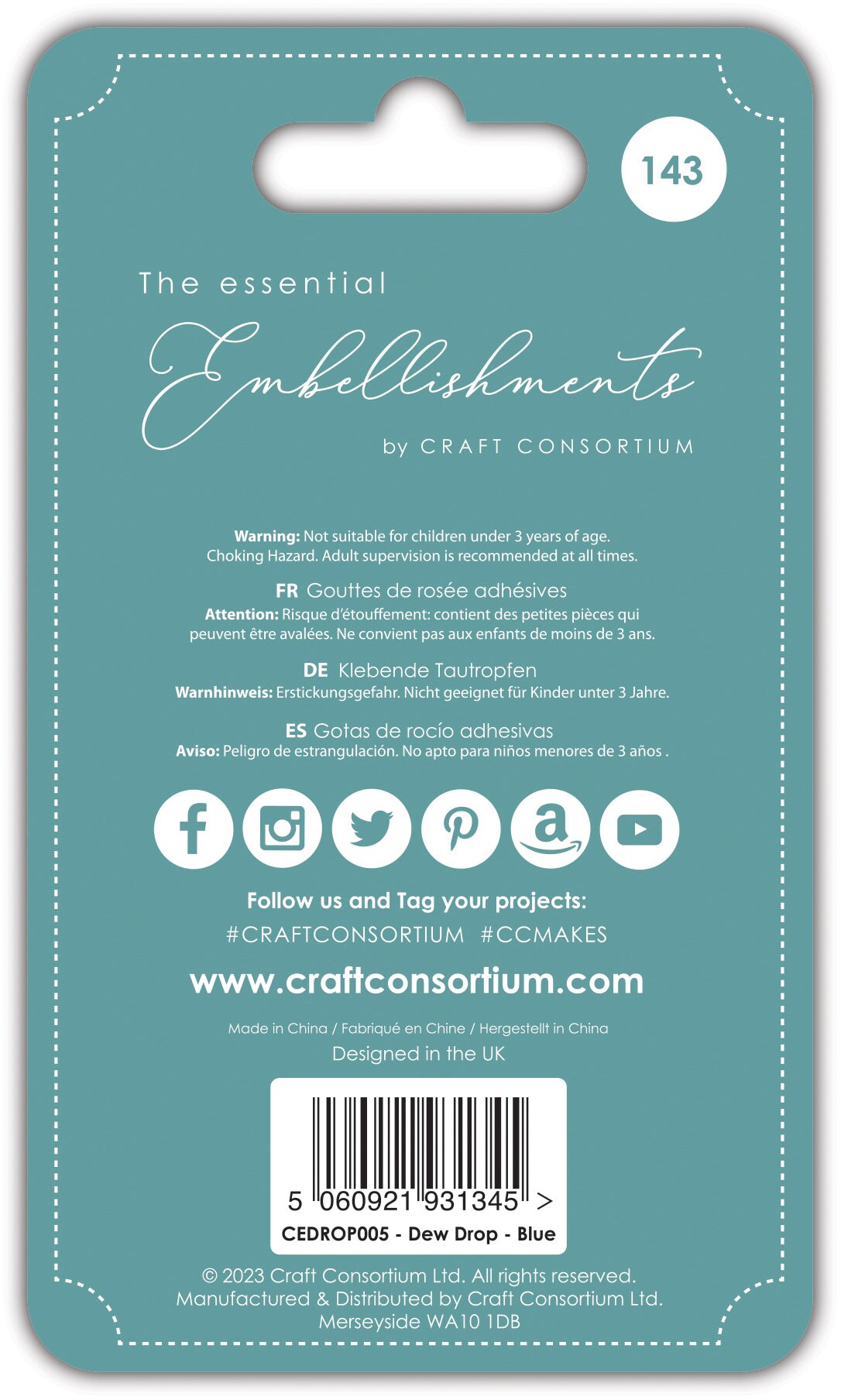 Craft Consortium Adhesive Dew Drops - Blue, Model: ES-CEDROP005 | Michaels