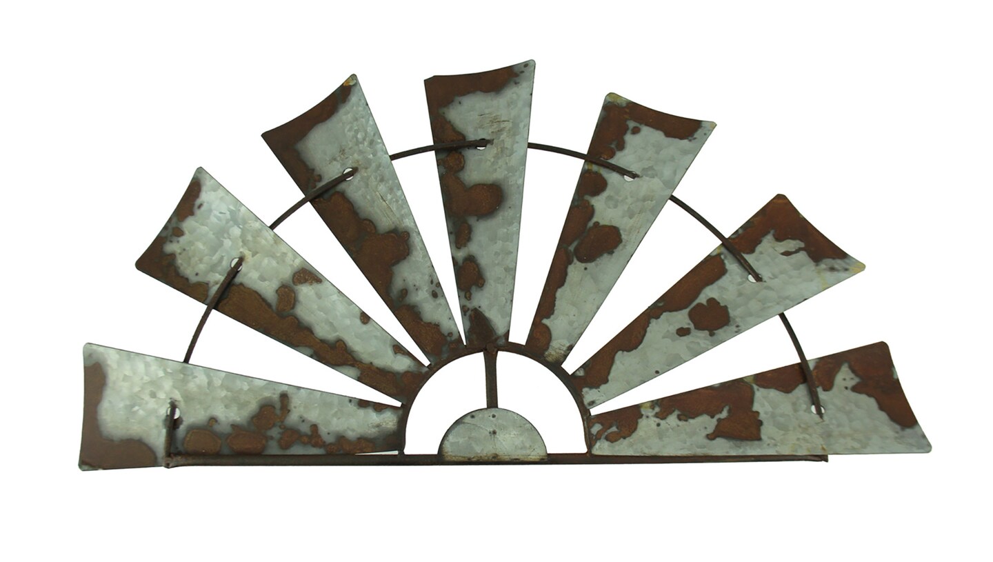 24 Inch Weathered Metal Half-Windmill Wall Sculpture | Michaels