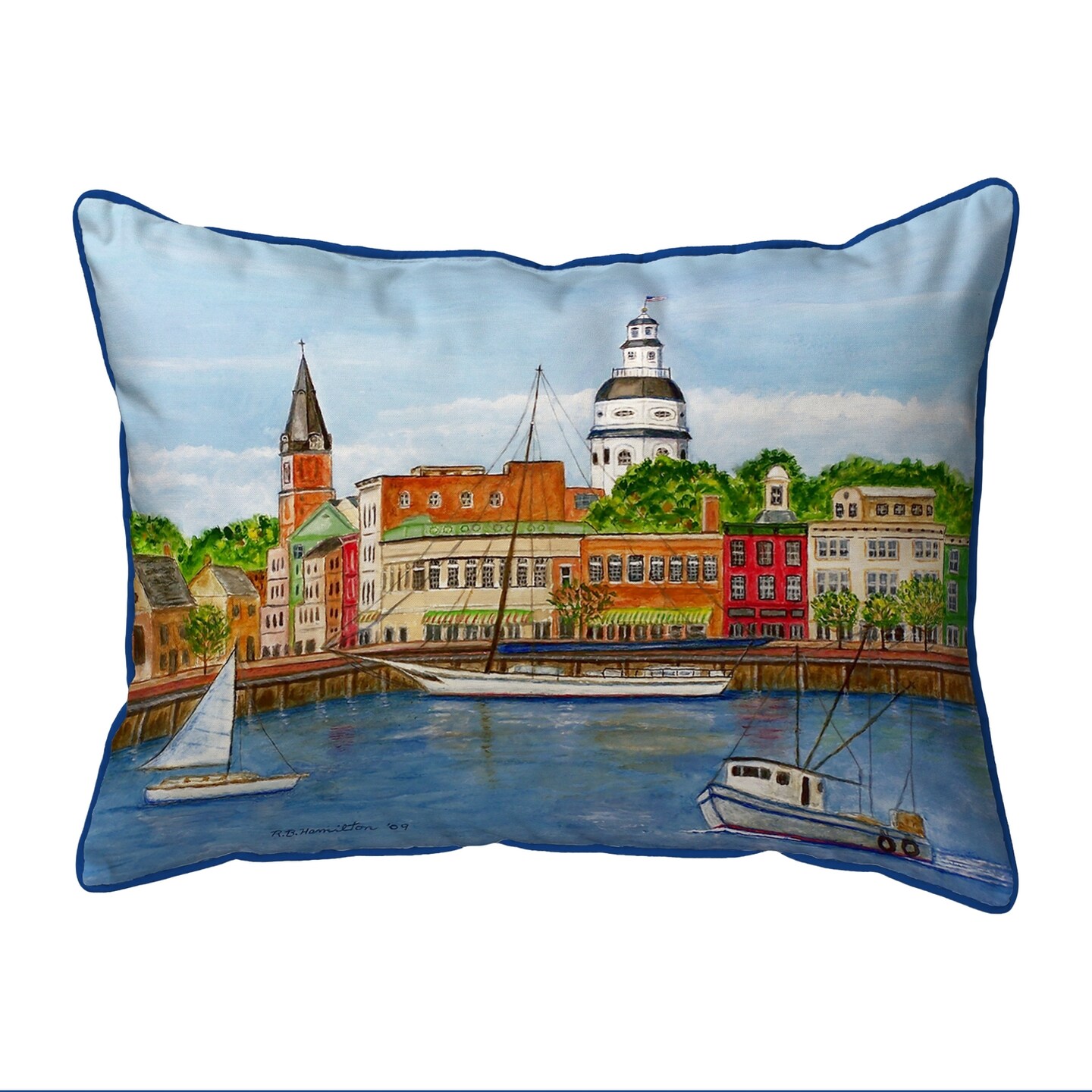 Betsy Drake Annapolis City Dock Large Indoor/Outdoor Pillow 16x20 ...