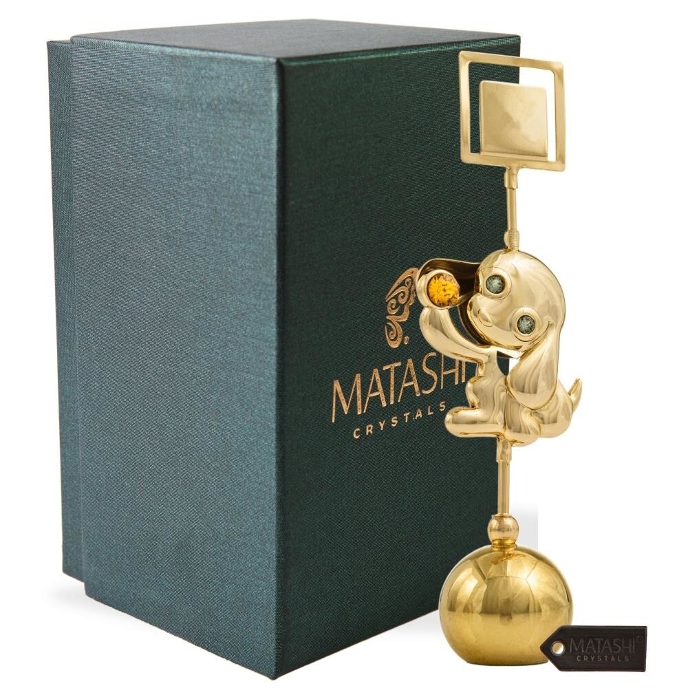 2018 Year Of The Dog 24K Gold Plated Puppy Card Holder W/ Gold Crystal ...