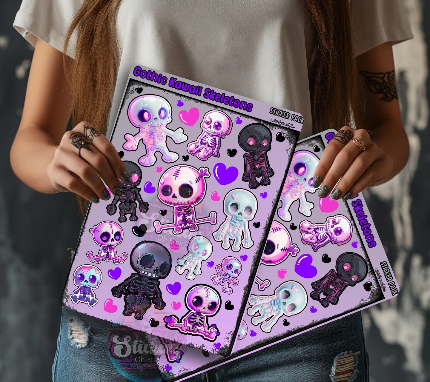 Sticker Sheet: Gothic Kawaii Skeletons, Pastel Aesthetic Sticker Pack ...