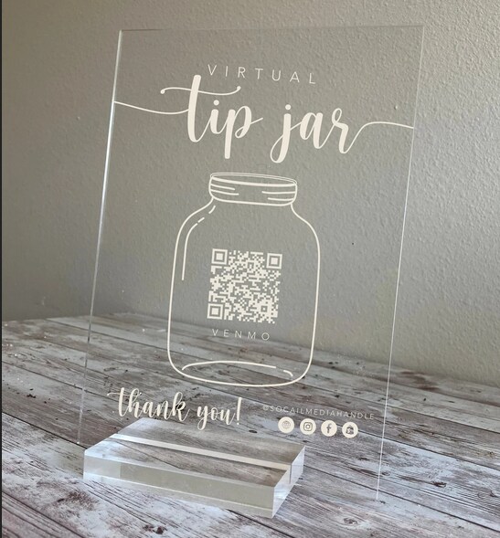 Virtual Tip Jar — QR Code Custom Acrylic Tip Display, Minimalistic ...