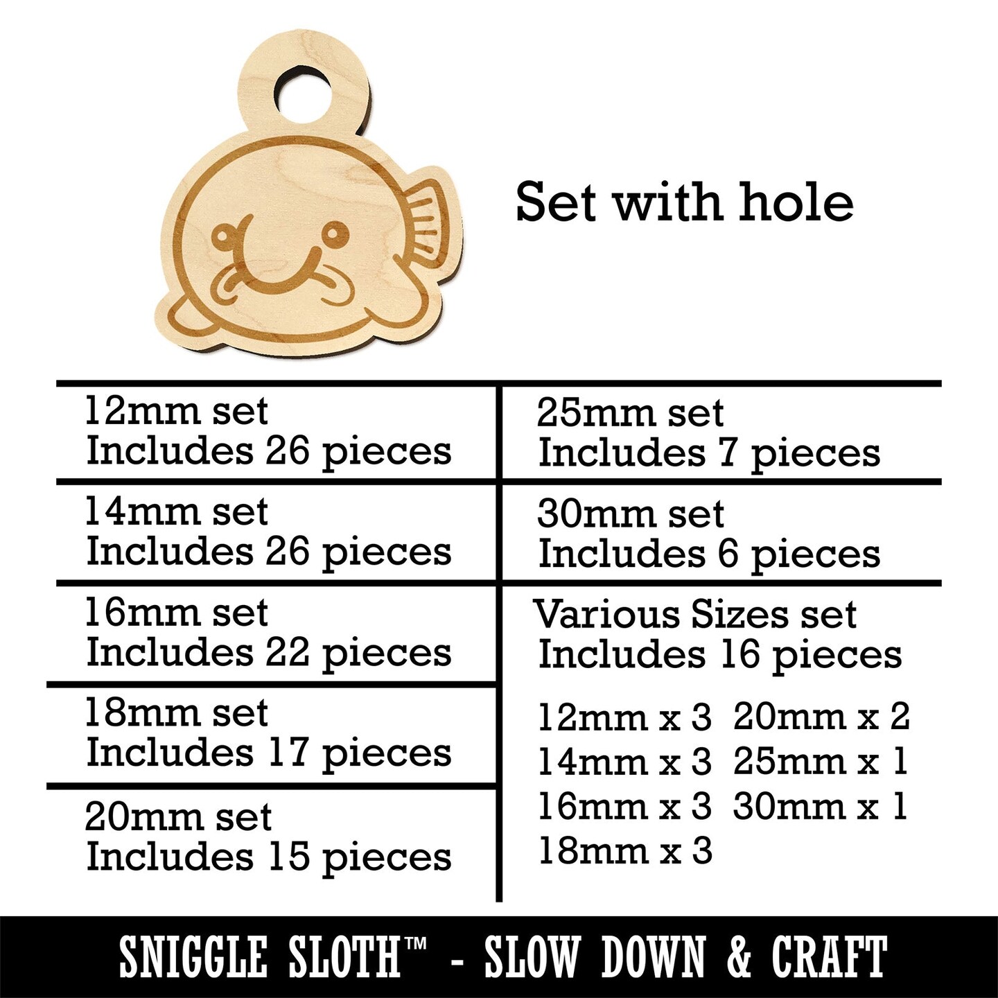 Kawaii Sad Blobfish Mini Wood Shape Charms Jewelry DIY Craft | Michaels