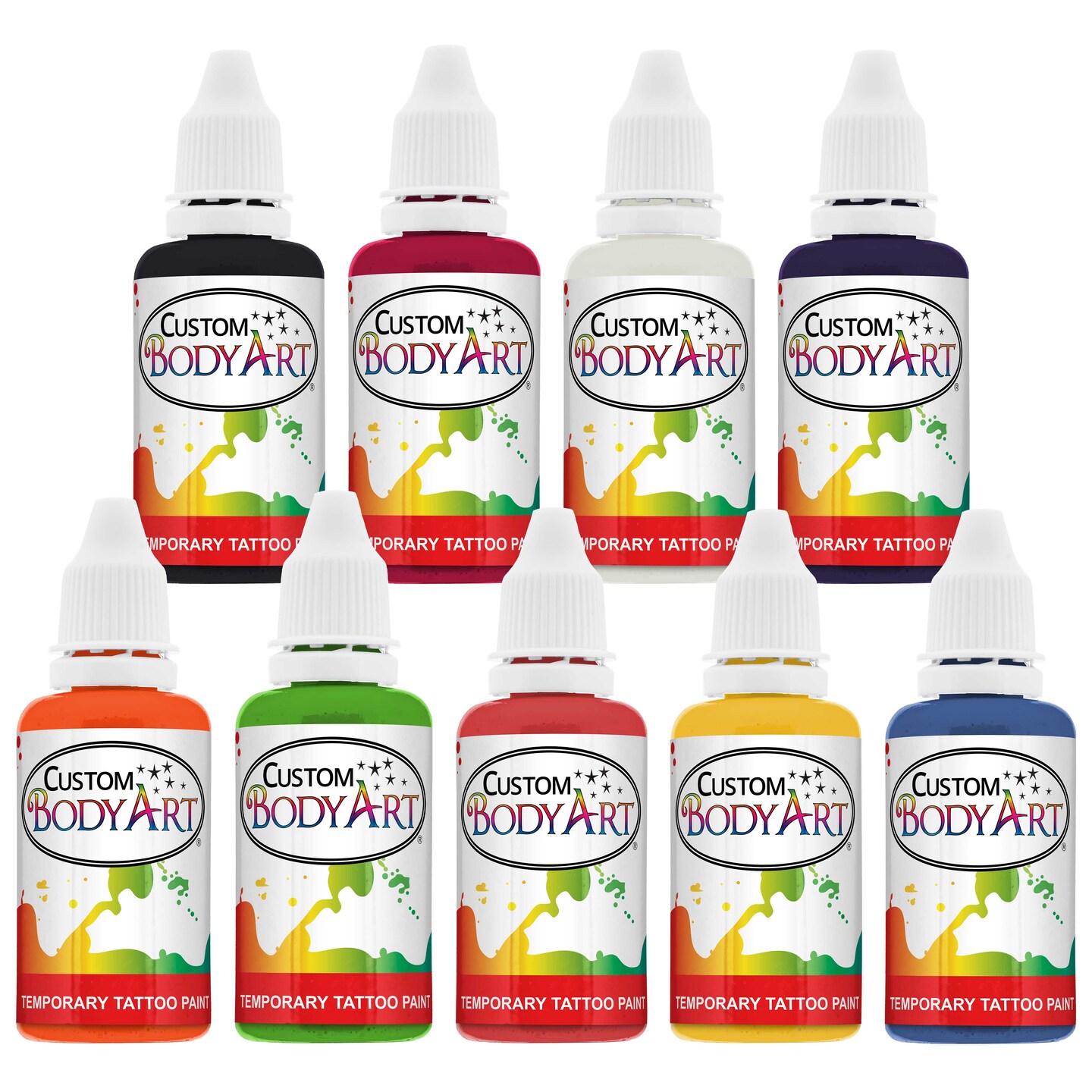 Custom Body Art 9 Color Kit Temporary Tattoo Airbrush Paint Body Ink ...