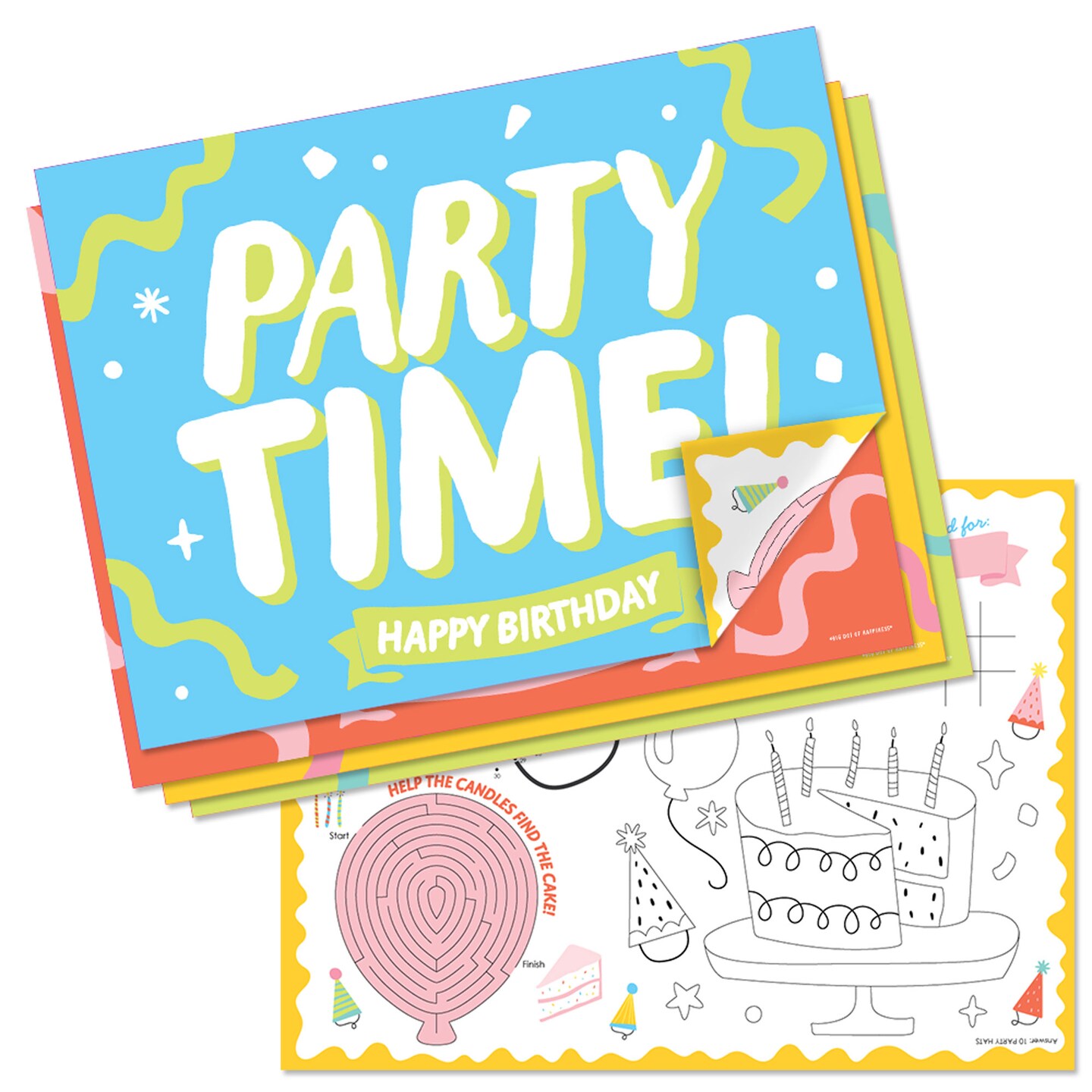 Big Dot of Happiness Party Time - Paper Happy Birthday Party Coloring ...