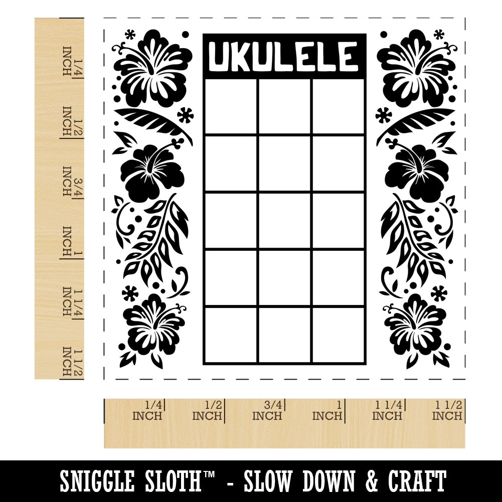 Ukulele Hibiscus Flower Chord Chart Self-Inking Rubber Stamp Ink ...