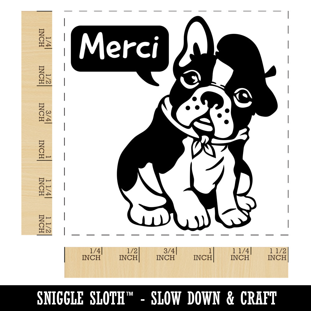 Merci Thank You French Bulldog With Beret and Bandana Self-Inking ...